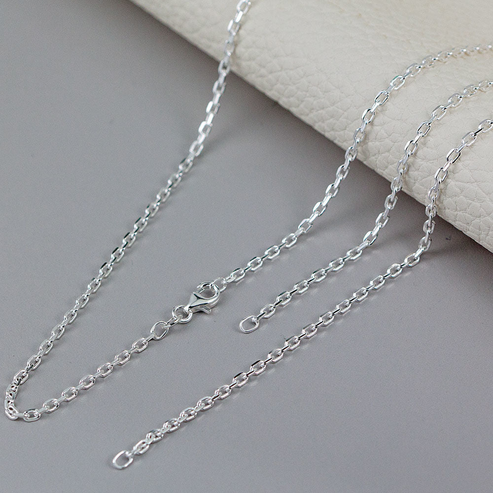 ''open diamond trace'' chains 1.30mm 10kt white gold | The Golden Forge ...