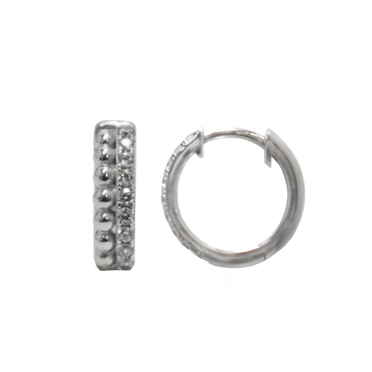 Boucles d'oreilles ''huggies" double boboules/ CZ en or 10kt blanc | La ...